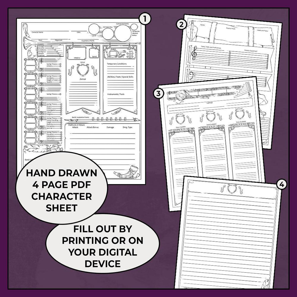 Colorless Character Sheets