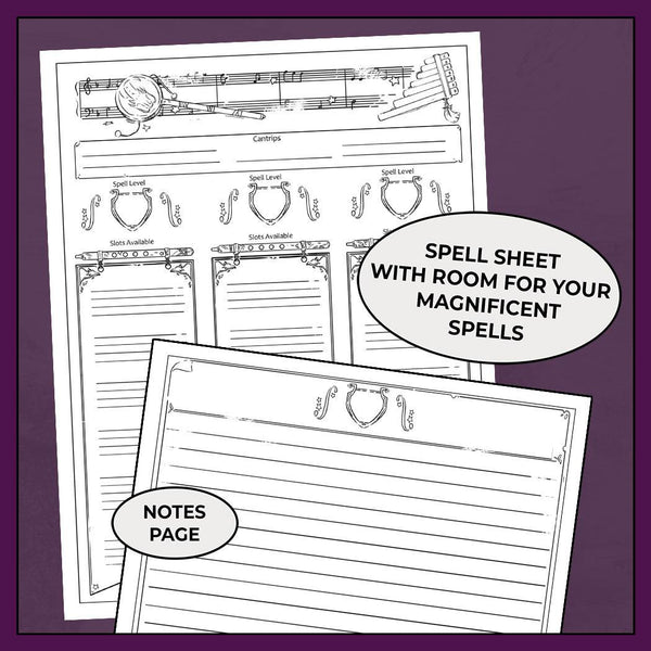 A Bards Adventure, Colorless - 5e Bard Character Sheet, Fillable PDF ...