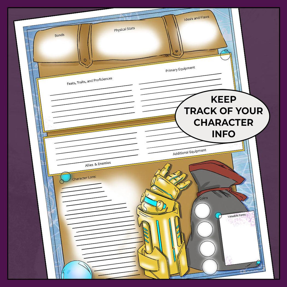 D&D 5e Artificer Character Sheet, Blueprint - Fillable PDF