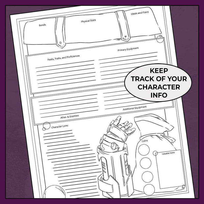 Blueprint, Colorless - 5e Artificer Character Sheet, Fillable PDF