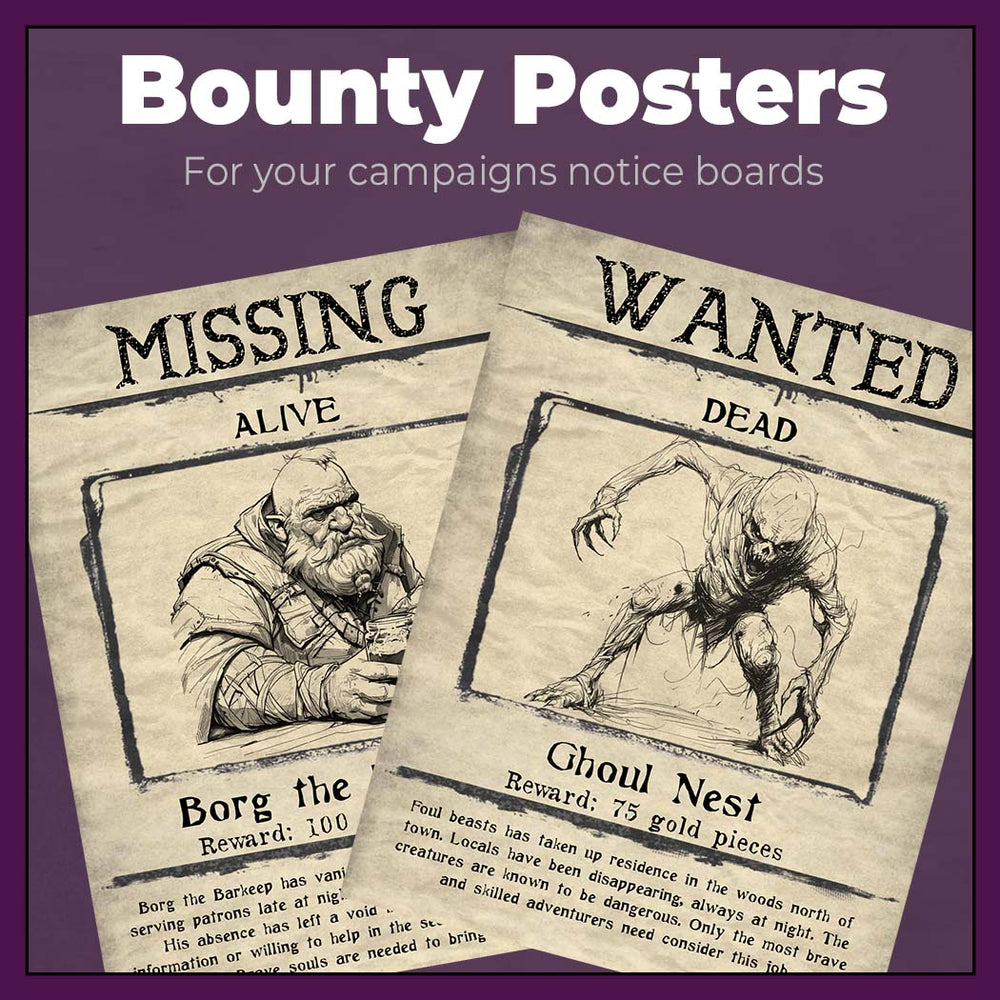 Bounty Posters for D&D - Fillable PDF