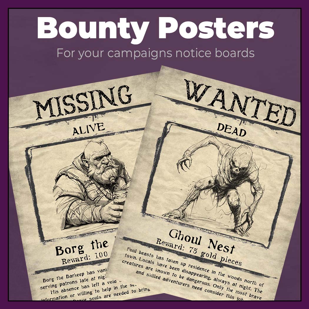 Bounty Posters for D&D - Fillable PDF