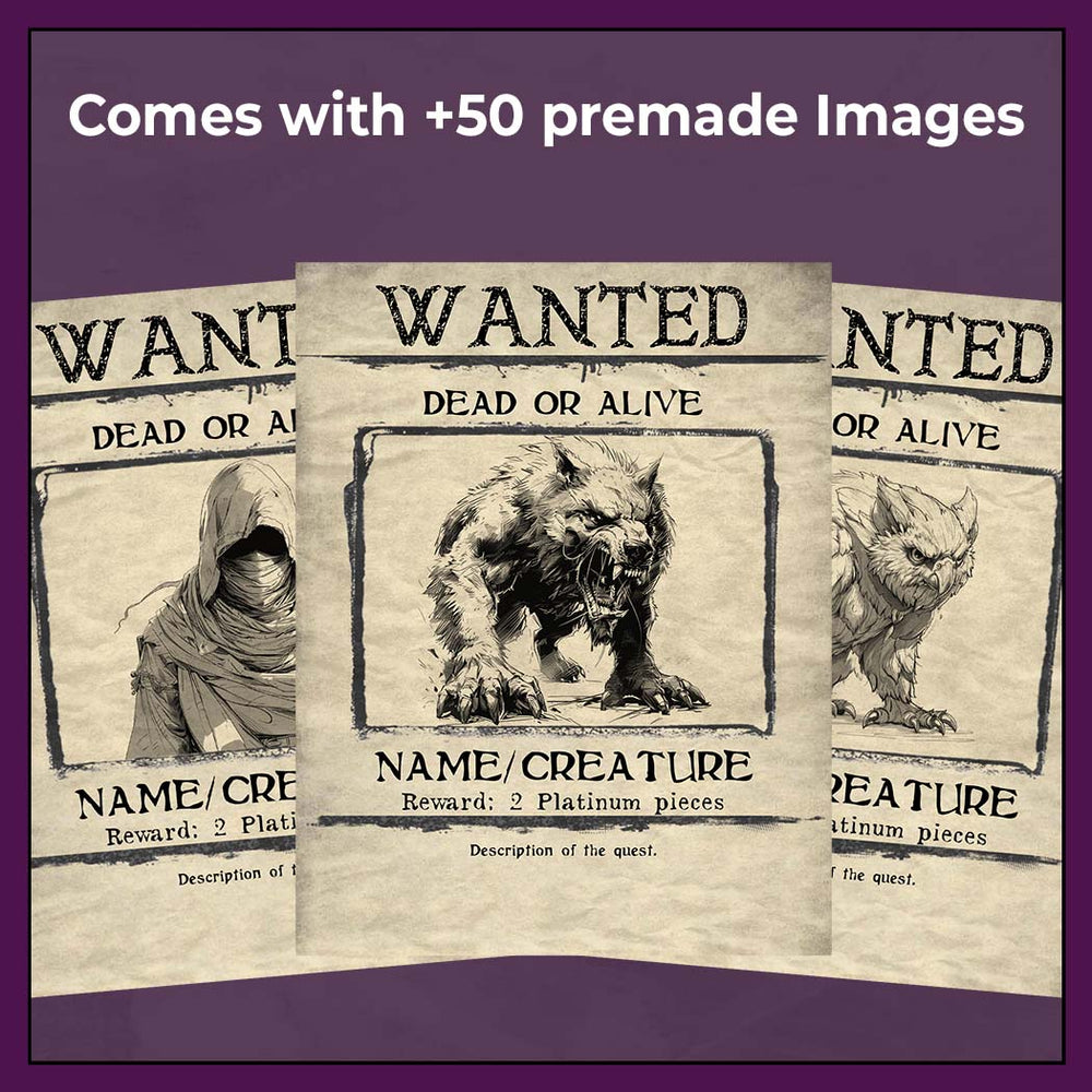 Bounty Posters for D&D - Fillable PDF