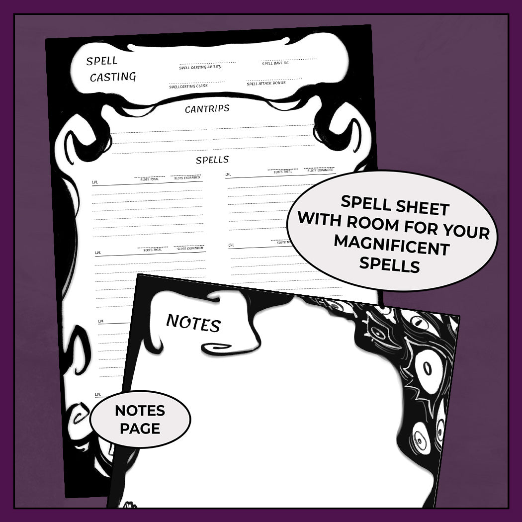 D&D 5e Warlock Character Sheet, Dark Pact - Fillable PDF – Armor Class