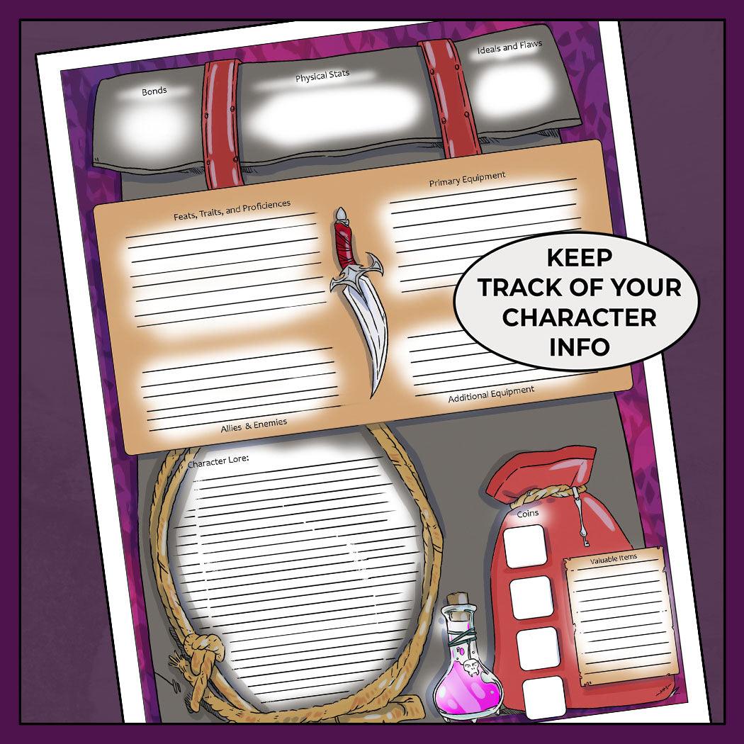 D&D 5e Rogue Character Sheet, Deceptive Rogue - Fillable PDF – Armor Class