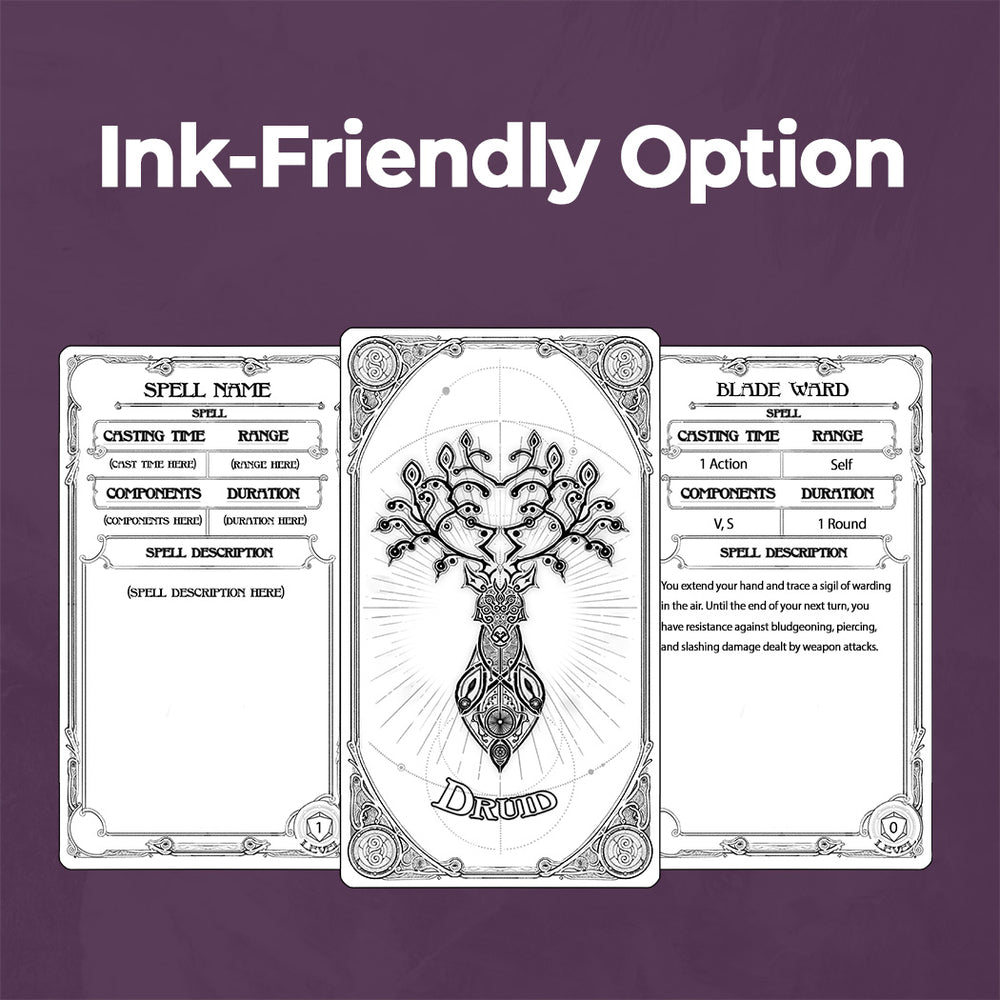 Druid Spell Cards - D&D 5e Spell Cards - Fillable PDF
