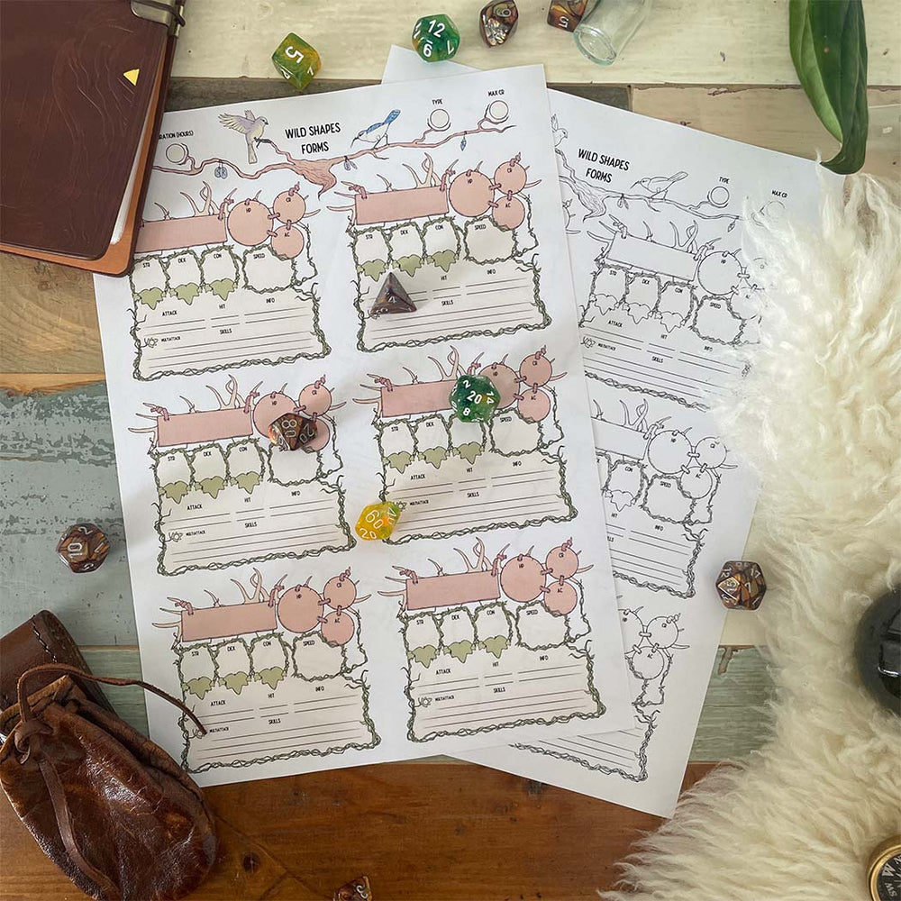 Druid Wild Shapes Tracker | D&D 5e | Fillable PDF