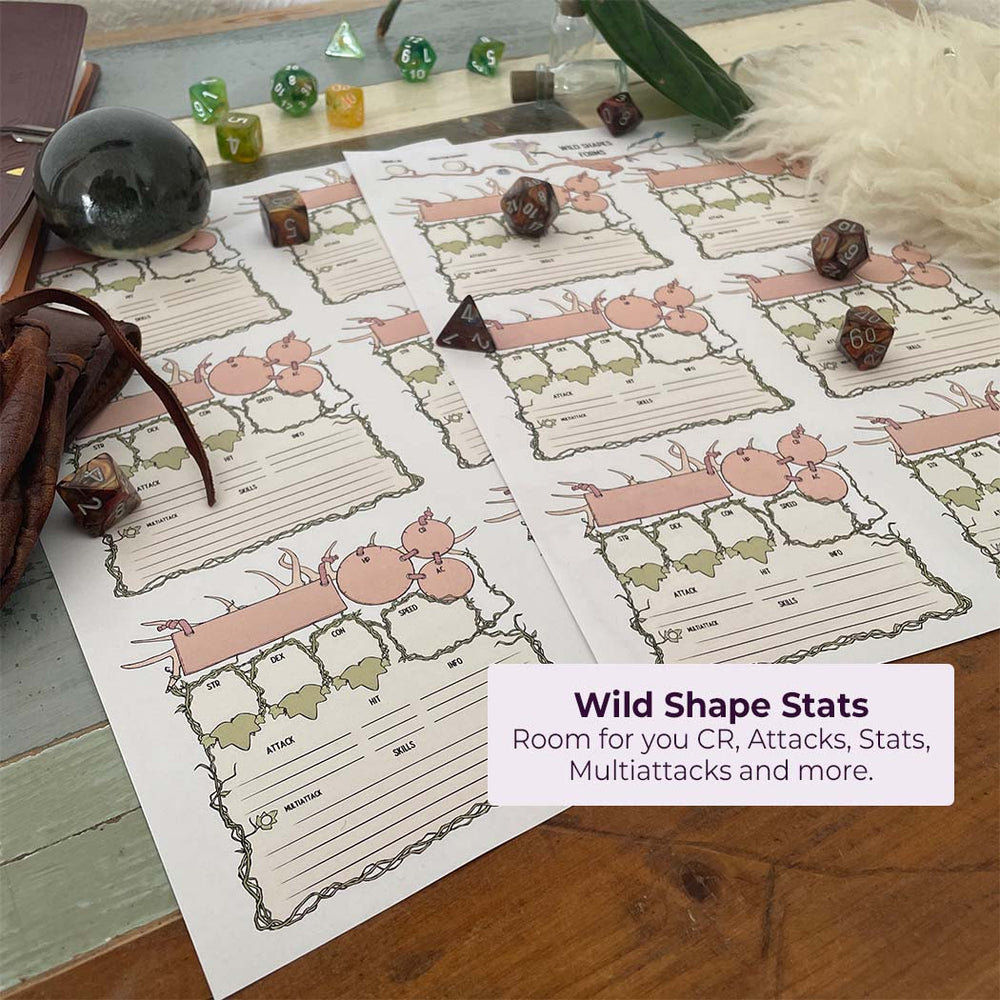 Druid Wild Shapes Tracker | D&D 5e | Fillable PDF