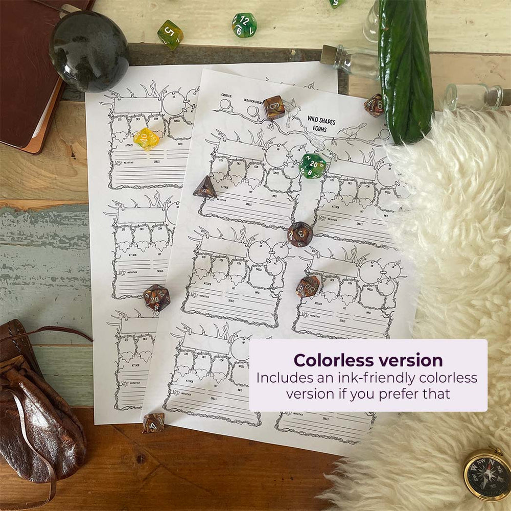 Druid Wild Shapes Tracker | D&D 5e | Fillable PDF