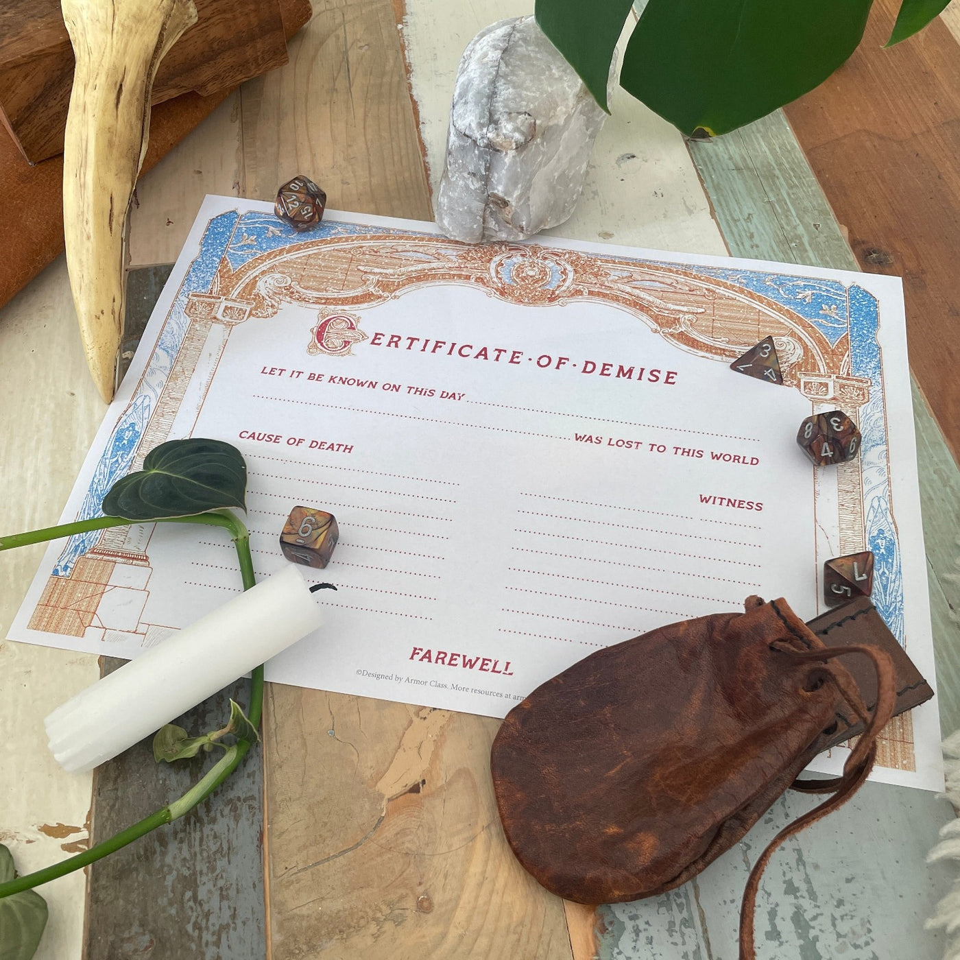 D&D Certificate of Demise | Death Certificate for Players