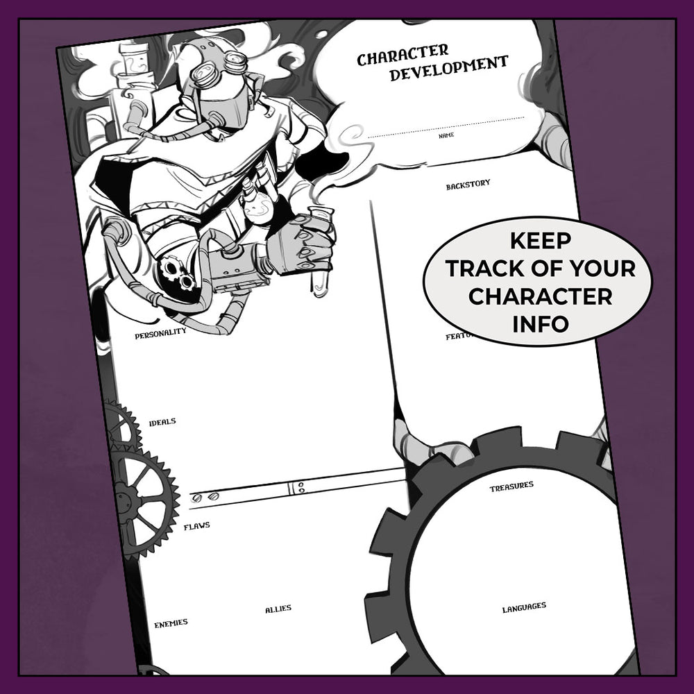 D&D 5e Character Sheet, Mad Artificer's Lab - Fillable PDF