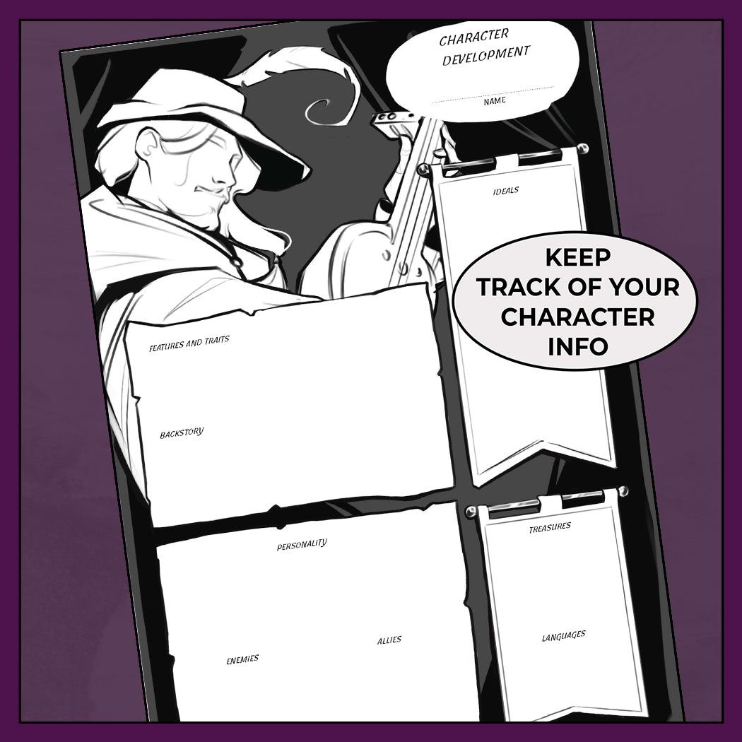 D&D 5e Bard Character Sheet, Midnight Melody - Fillable PDF – Armor Class