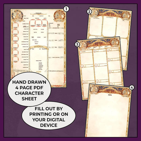 D&D 5e Bard Character Sheet, Muse - Fillable PDF – Armor Class