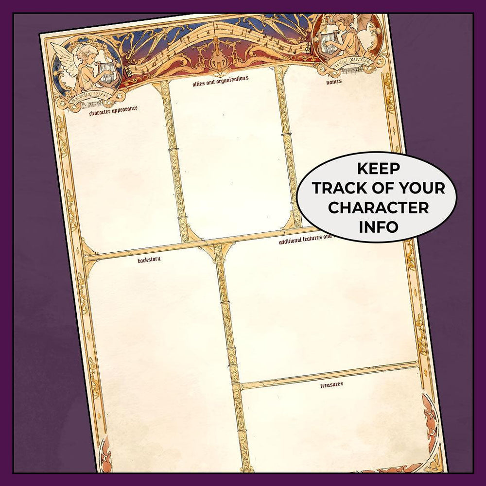 D&D 5e Bard Character Sheet, Muse - Fillable PDF