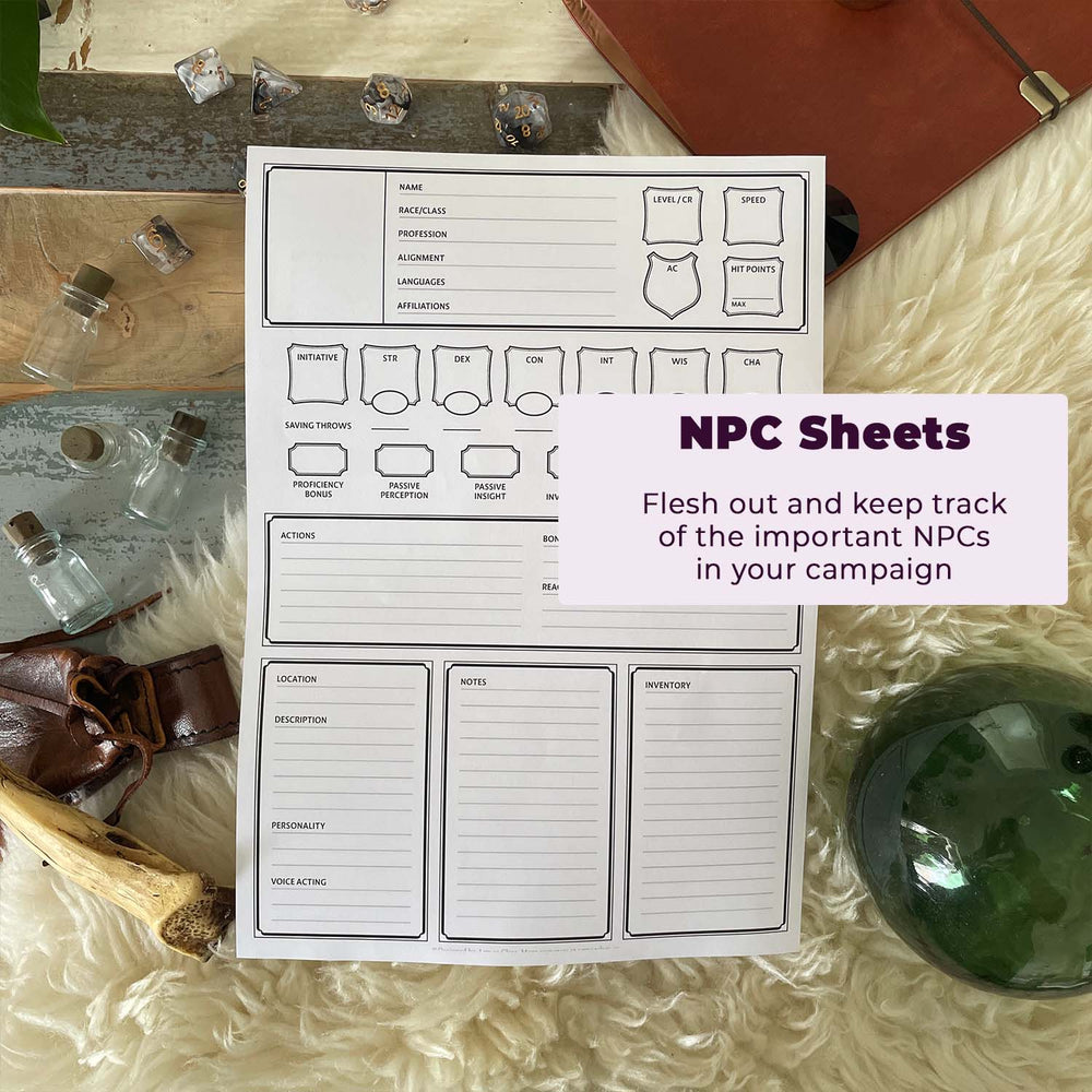 NPC Tracker Sheet | D&D 5th Edition | Fillable PDF