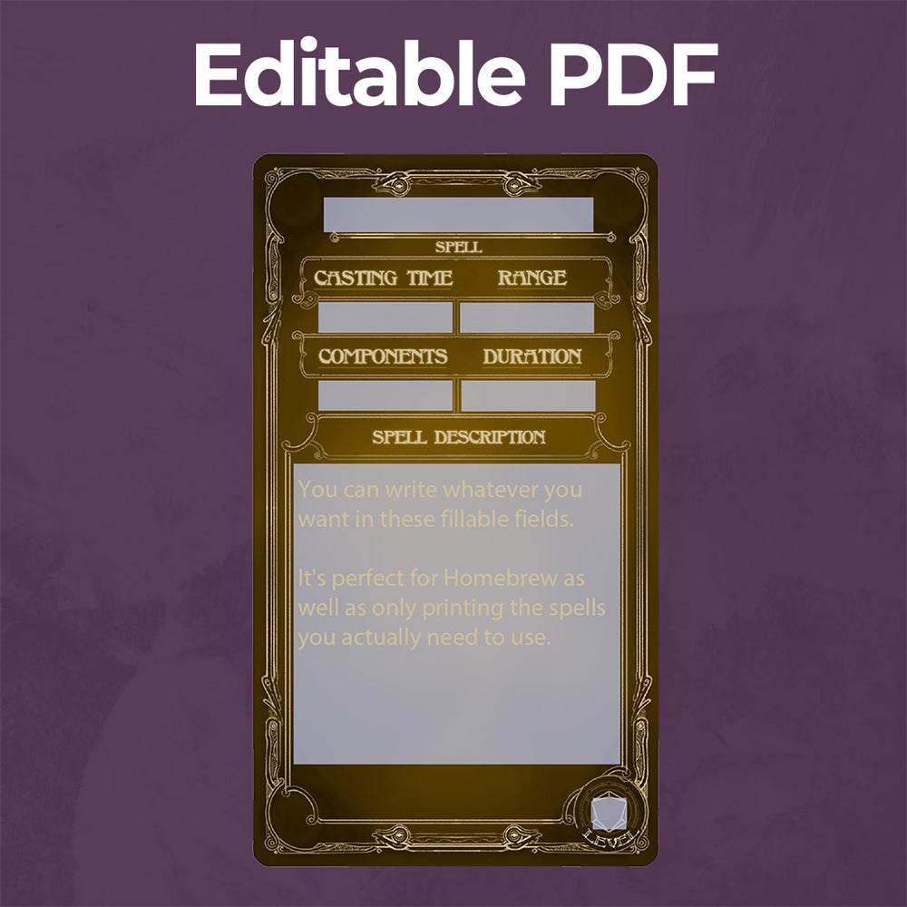 Paladin Spell Cards - D&D 5e Spell Cards - Fillable PDF