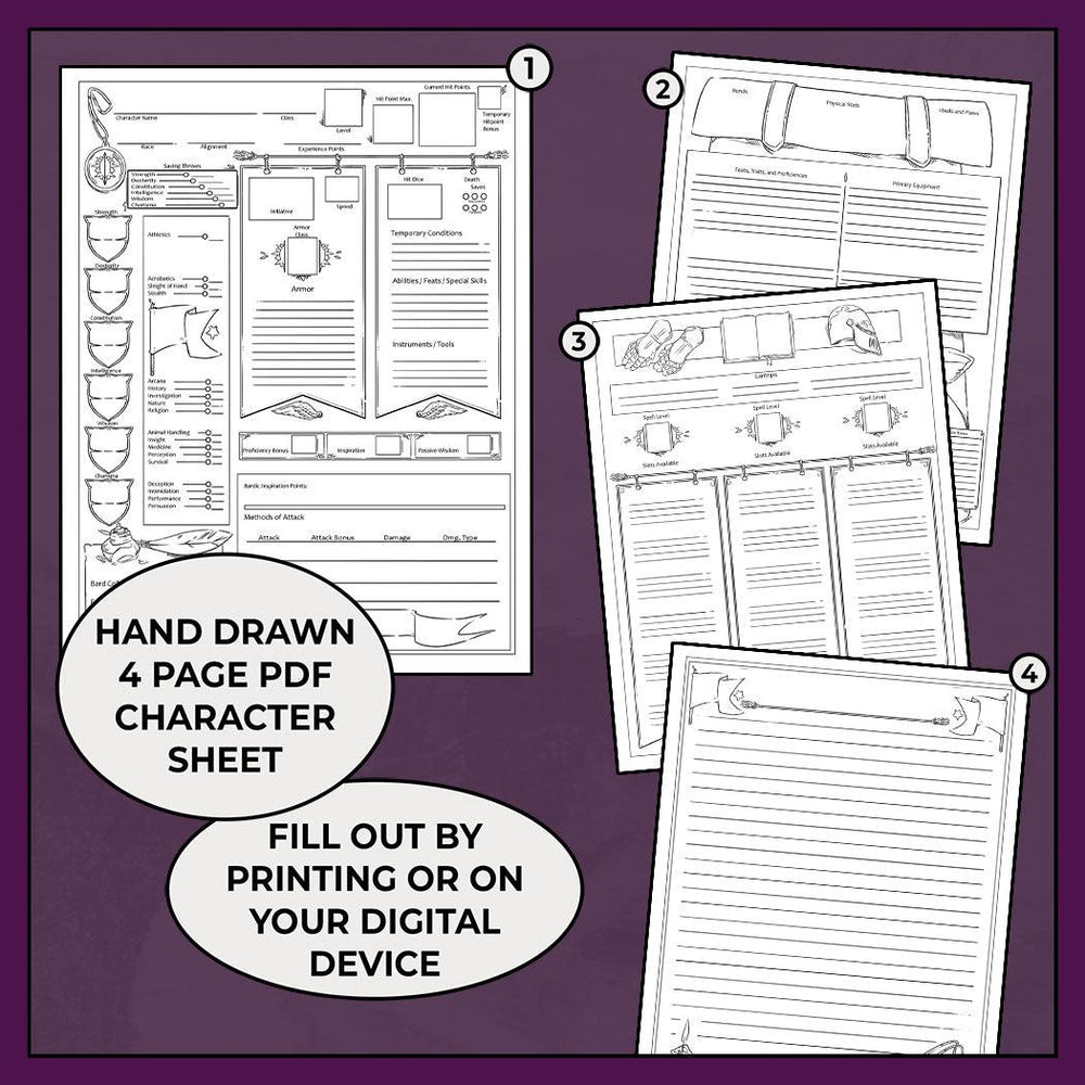 Righteous Paladin, Colorless - DnD 5e Paladin Character Sheet, Form ...
