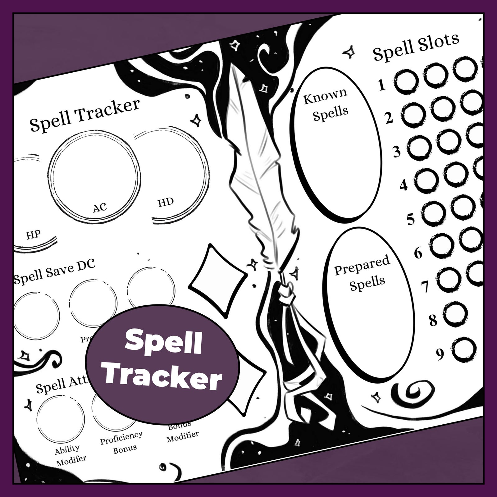 D&D 5e Spell Tracker - Fillable PDF