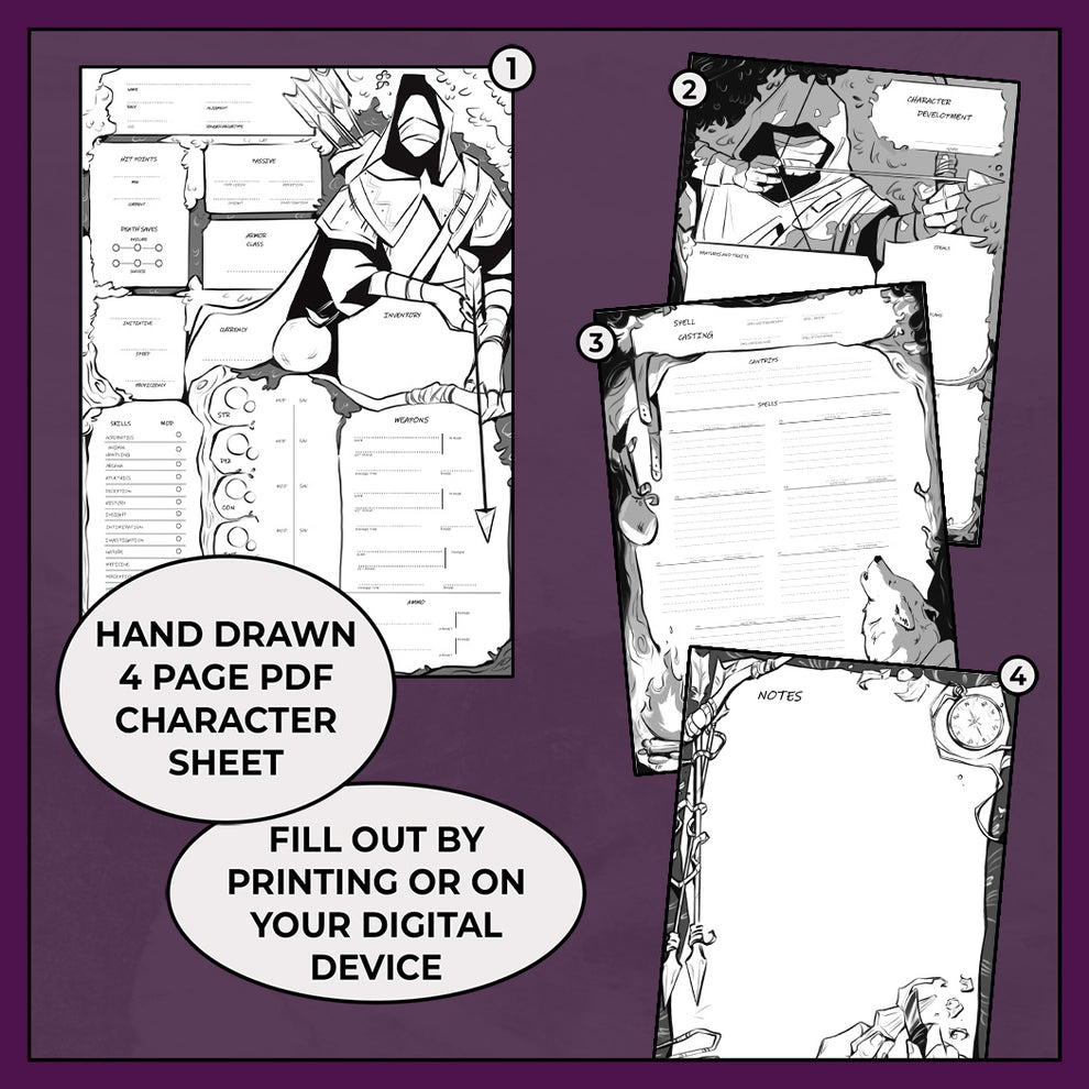 D&D 5e Ranger Character Sheet, Warriors of the Wilderness - Fillable ...