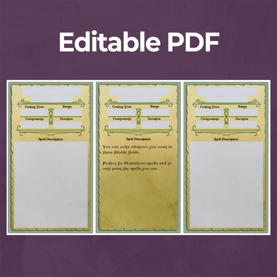 Druid Spell Cards - D&D 5e Spell Cards - Fillable PDF – Armor Class