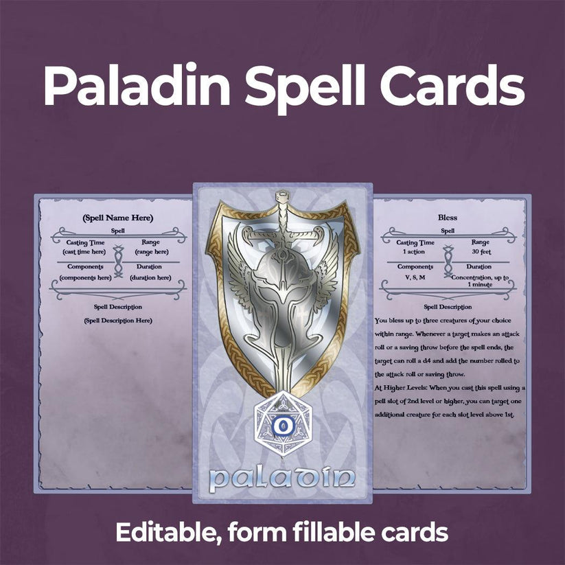 Paladin Spell Cards - D&D 5e Spell Cards - Fillable PDF – Armor Class