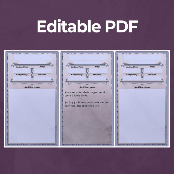 Paladin Spell Cards - D&D 5e Spell Cards - Fillable PDF