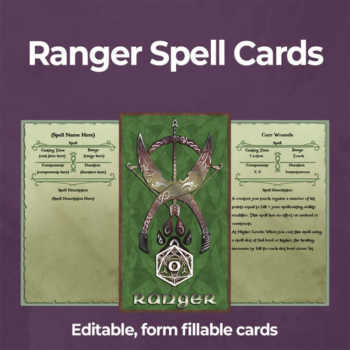 Ranger Spell Cards - D&D 5e Spell Cards - Fillable PDF – Armor Class