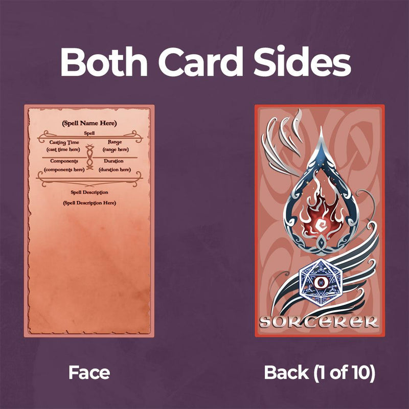 Sorcerer Spell Cards - D&D 5e Spell Cards - Fillable PDF