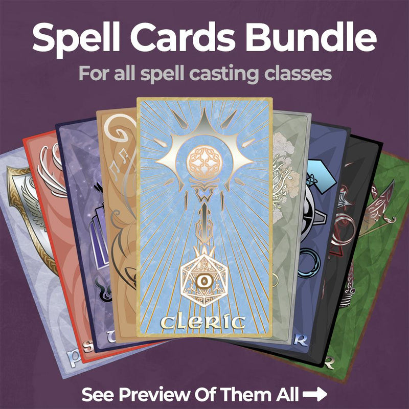 Eldritch | Spell Cards Bundle - 5e Spell Cards - Fillable PDF