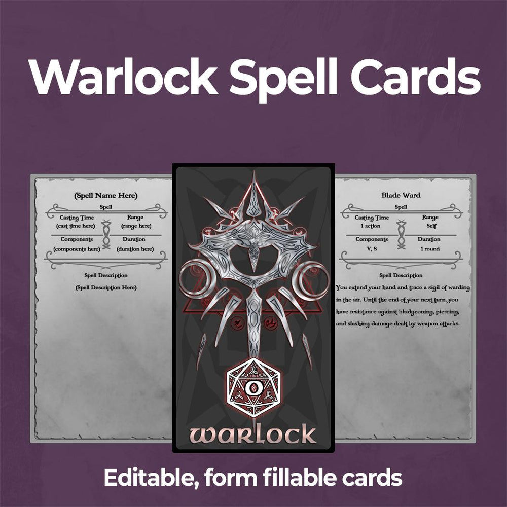 Eldritch | Spell Cards Bundle - 5e Spell Cards - Fillable PDF