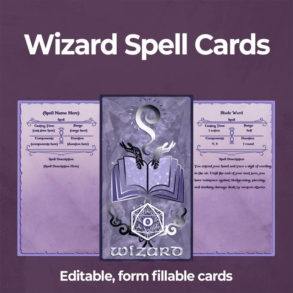 Wizard Spell Cards - D&D 5e Spell Cards - Fillable PDF – Armor Class